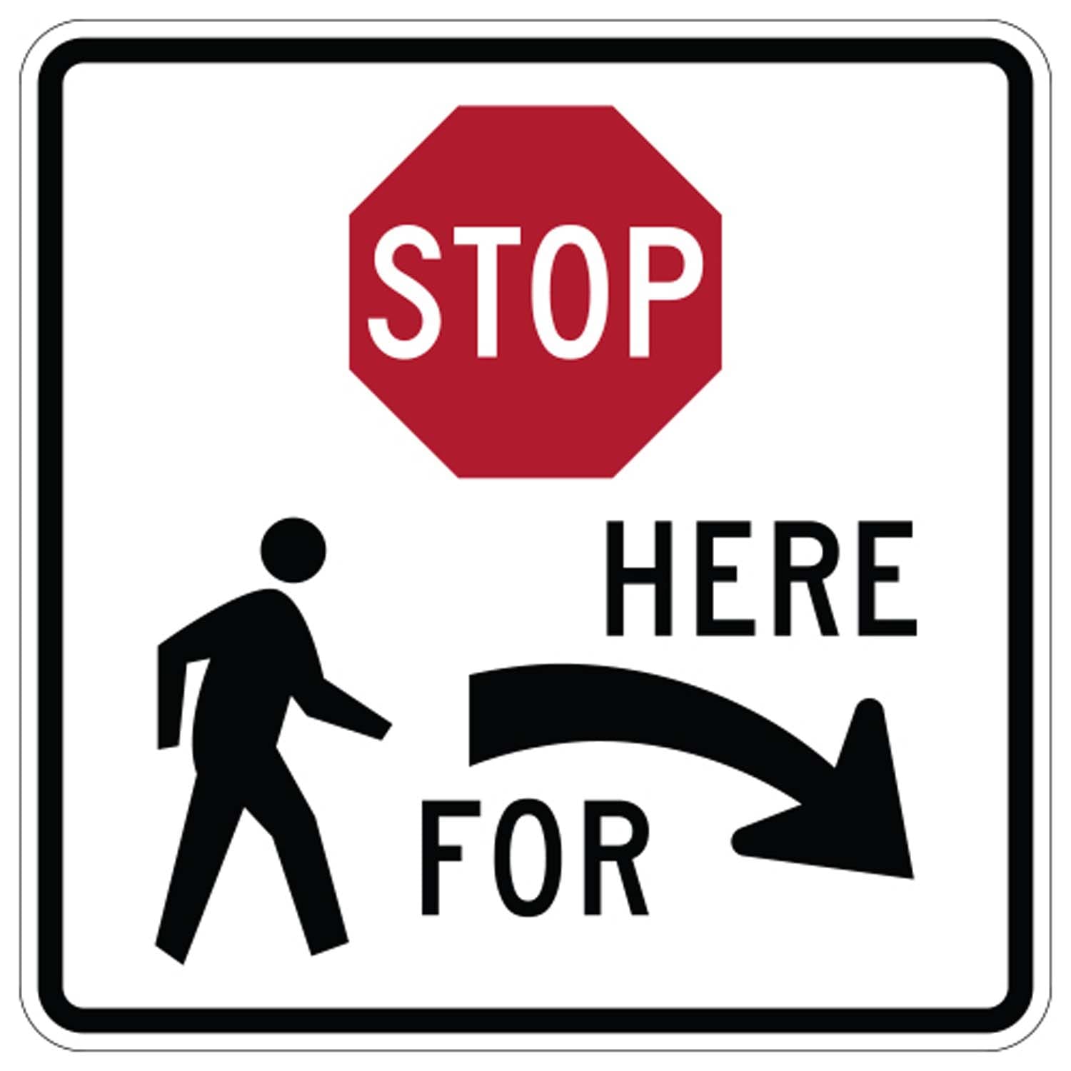 Stop Here For Pedestrians Right Sign (R1-5br) | Cheap Street Signs