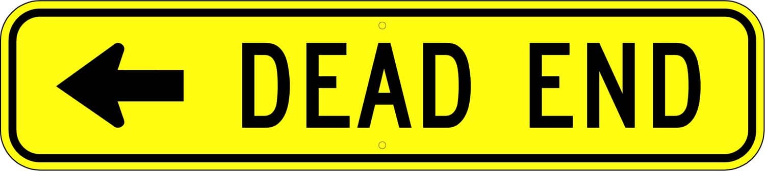 Dead End Left Arrow Sign (W14-1al) | Cheap Street Signs